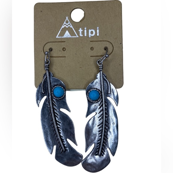 Tipi | Jewelry | Tipi Silver And Turquoise Feather Hook And Dangle ...